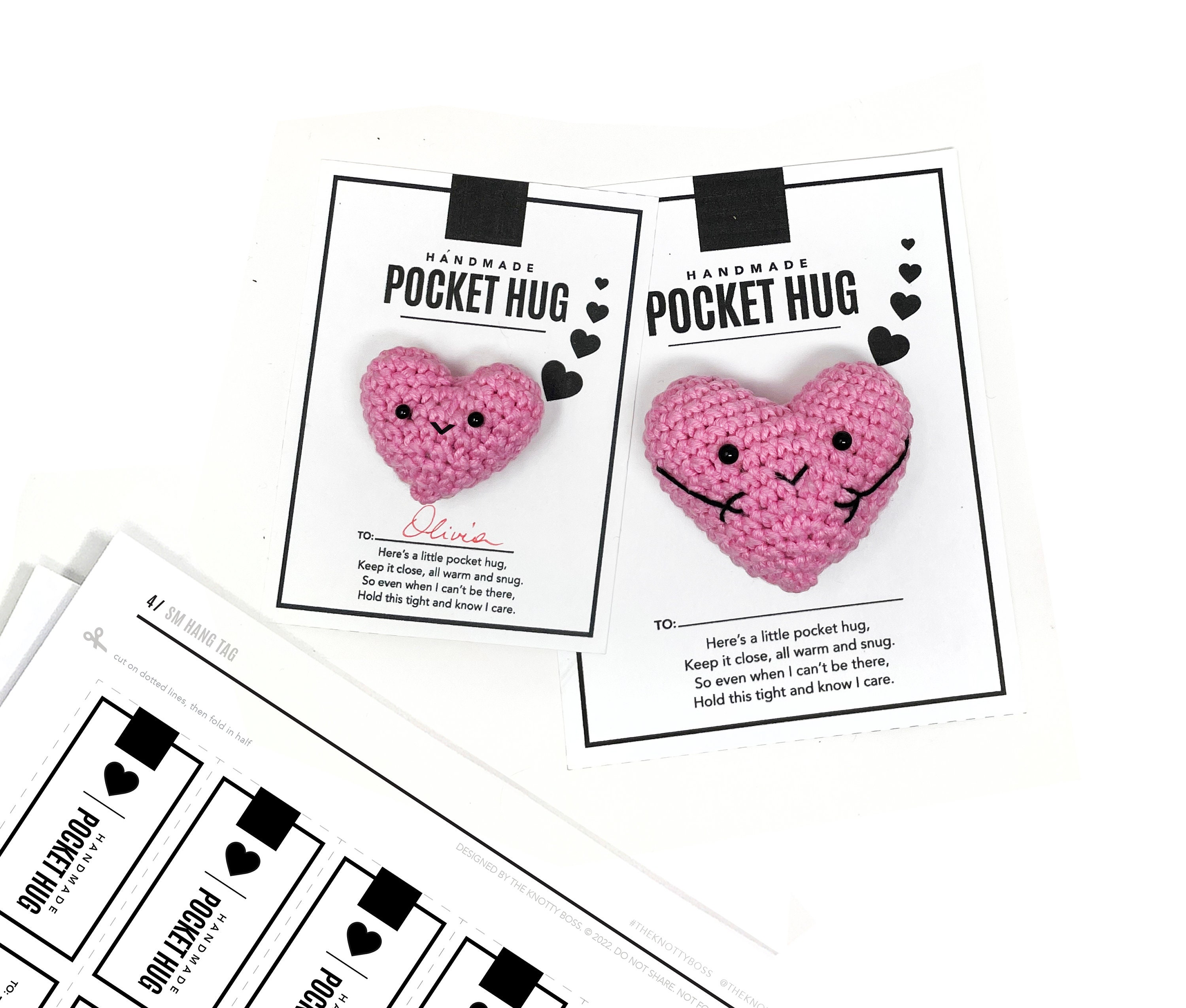 PRINTABLE Pocket Hug Tags Digital PDF DIY Packaging Backing And 