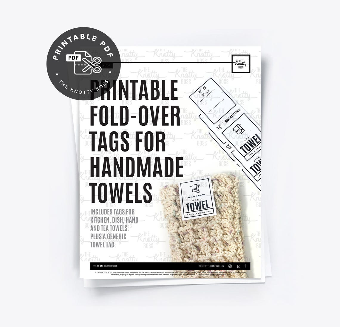PRINTABLE Towel Tags - Downloadable PDF. Fold-over Style Tags for Dish ...