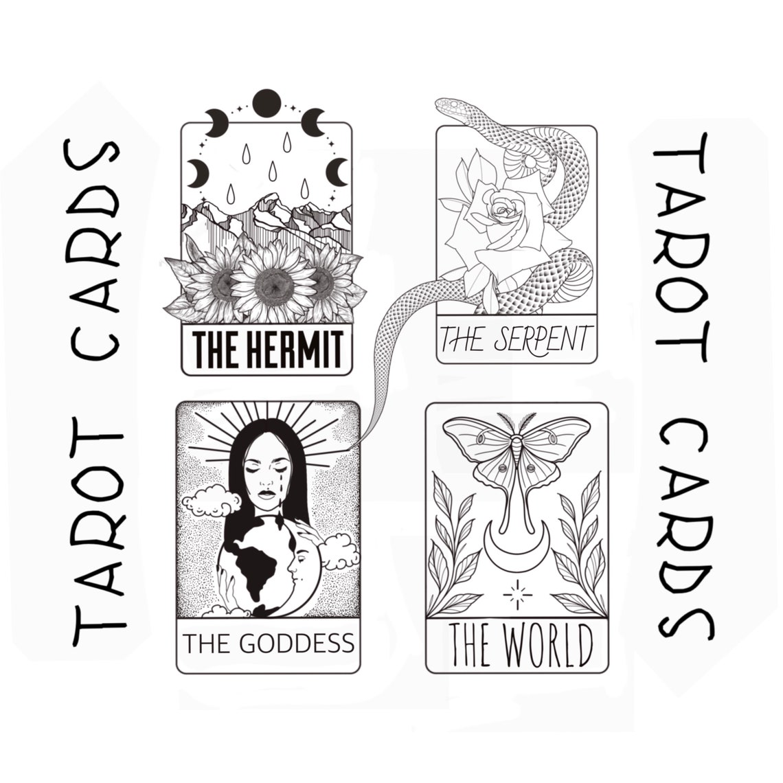 Tarot Cards for Tattoos or Other Designs. Open Outline Designs for You ...