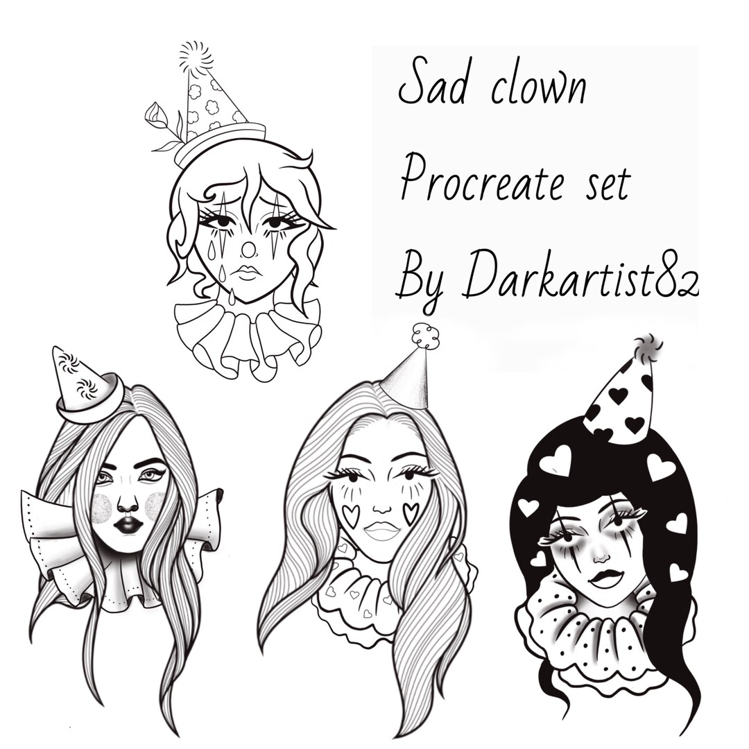 Sad Girl Tattoo Flash - Etsy
