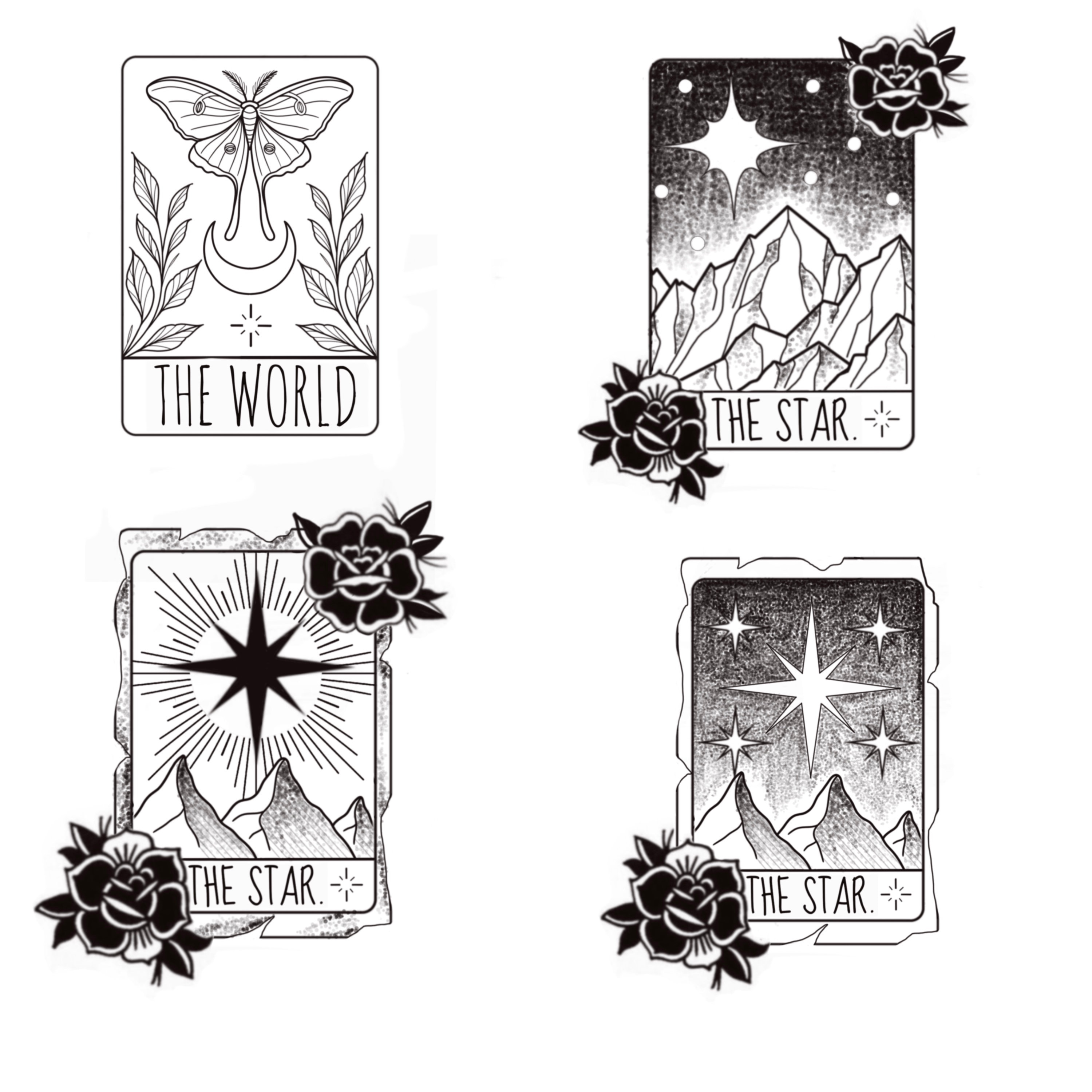 Tarot Cards for Tattoos or Other Designs. Open Outline Designs for You ...