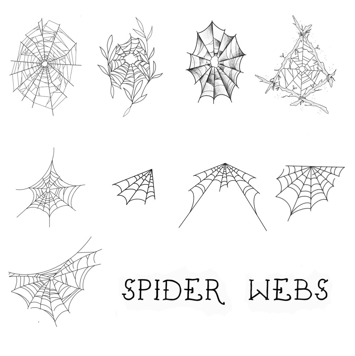 Spider Web and Spider Procreate Brushes and Stamps, Tattoo Flash or for ...