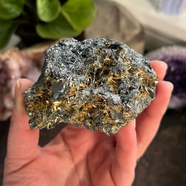 Golden Rutile Geode - Etsy