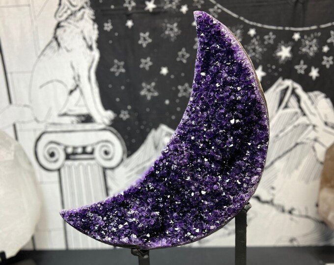 Big Amethyst Crystal Moon Dark Purple Amethyst Crystal Moon Crescent ...
