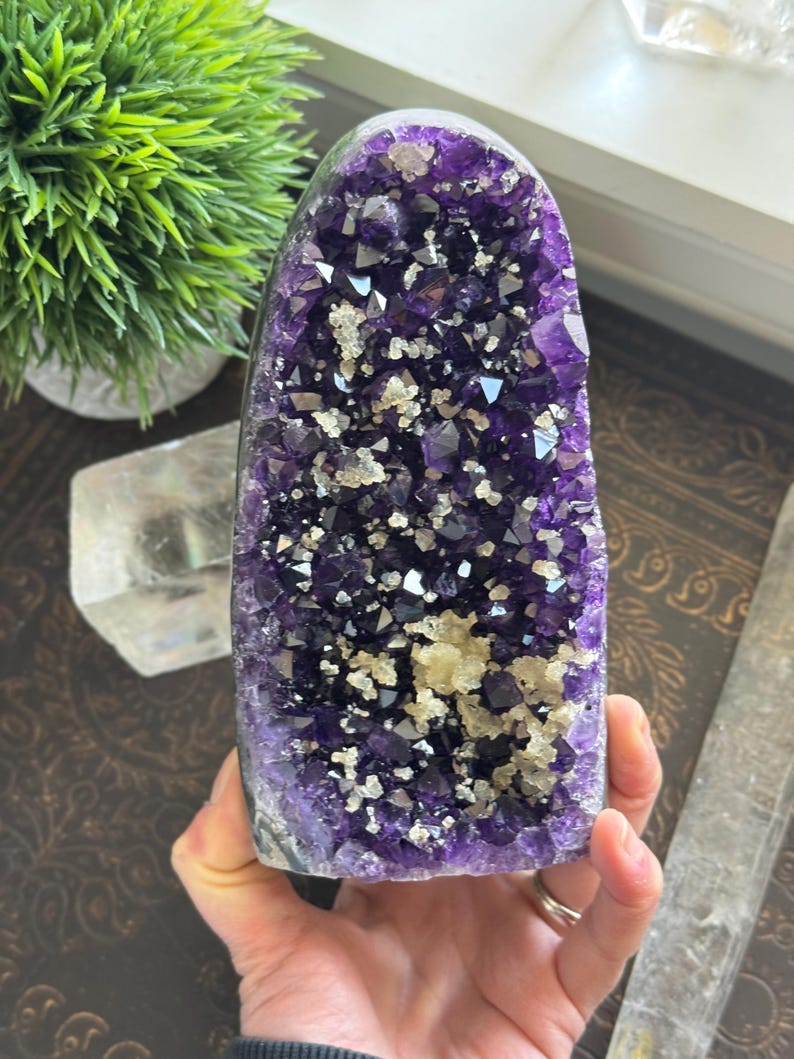 Amethyst Calcite Geode Dark Purple High Quality Crystal Cluster Cut ...