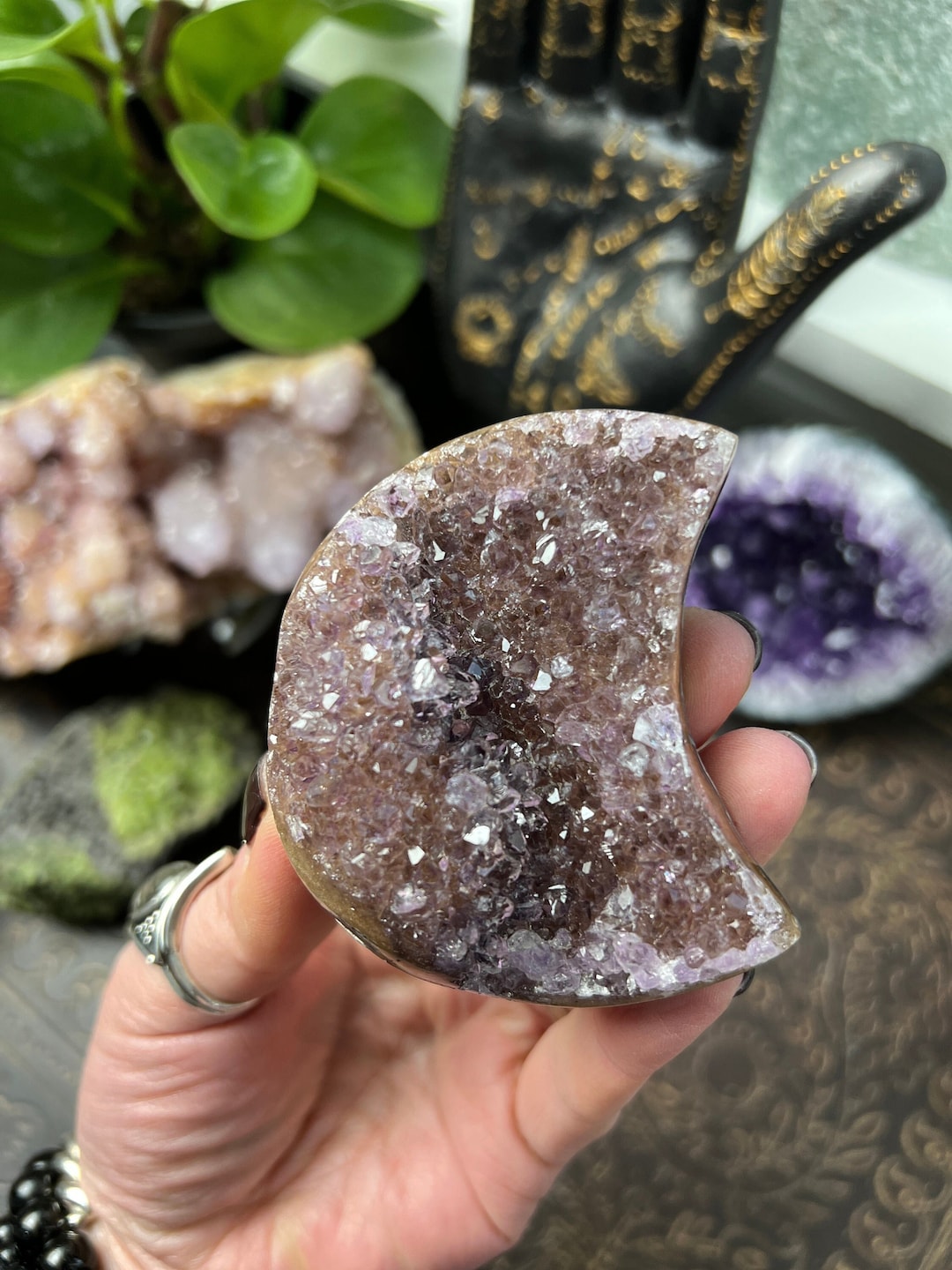 Amethyst Crystal Moon Crescent Shape Moon Amethyst Moon Decor Moon ...