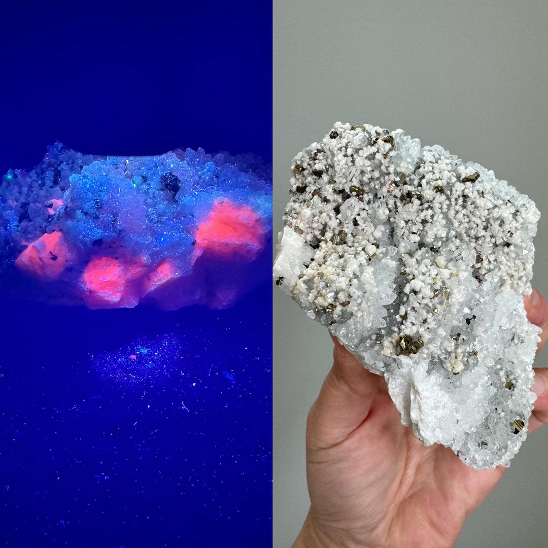 UV Reactive Crystals Raw Quartz Calcite Pyrite Flower Natural Crystal ...