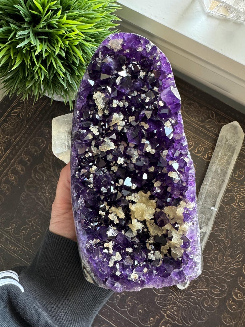 Amethyst Calcite Geode Dark Purple High Quality Crystal Cluster Cut ...