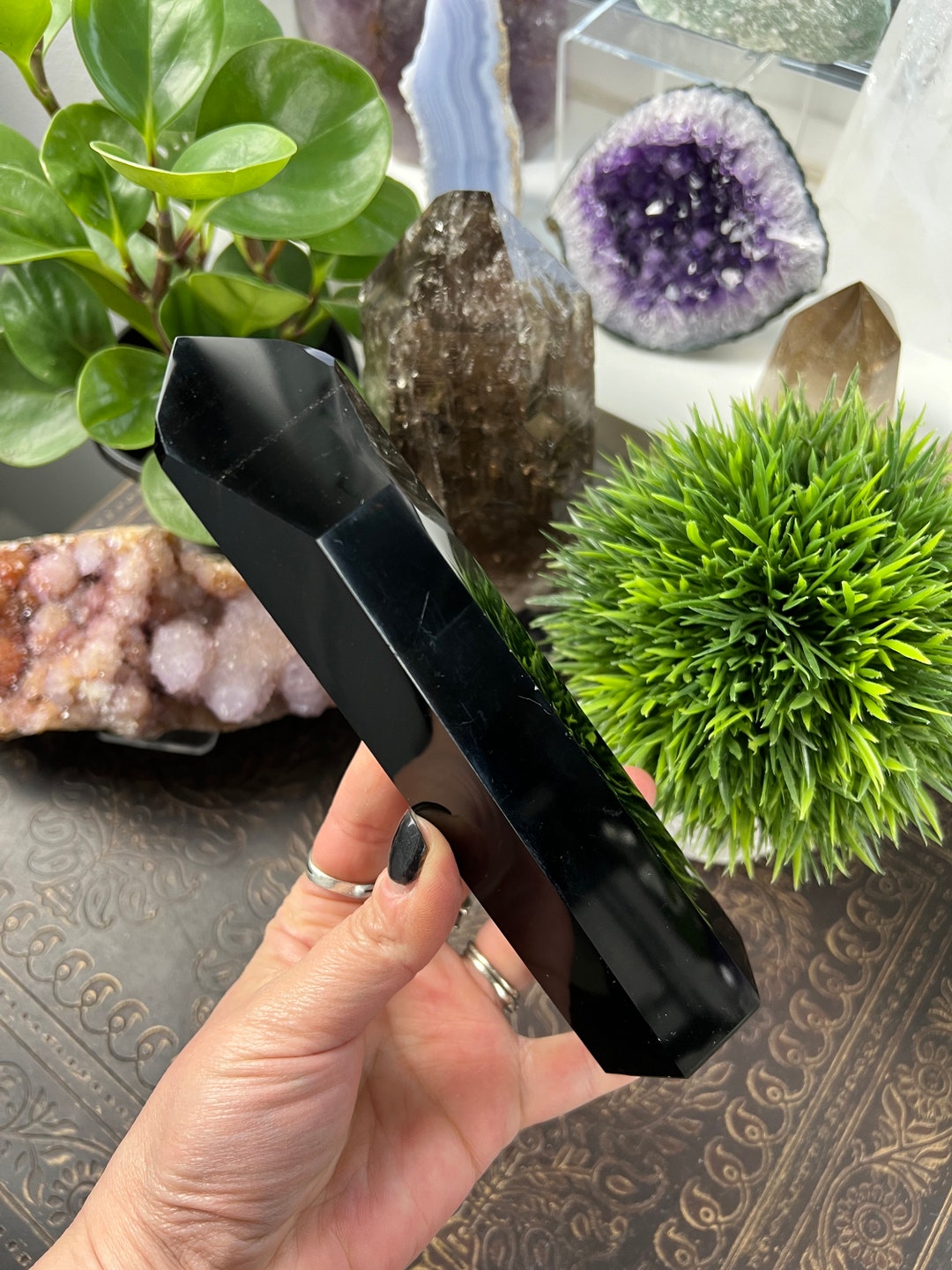 Black Obsidian Tower Obsidian Point Protection Stone Polished - Etsy Canada