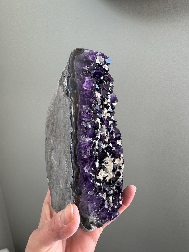 Amethyst Calcite Geode Dark Purple High Quality Crystal Cluster Cut ...