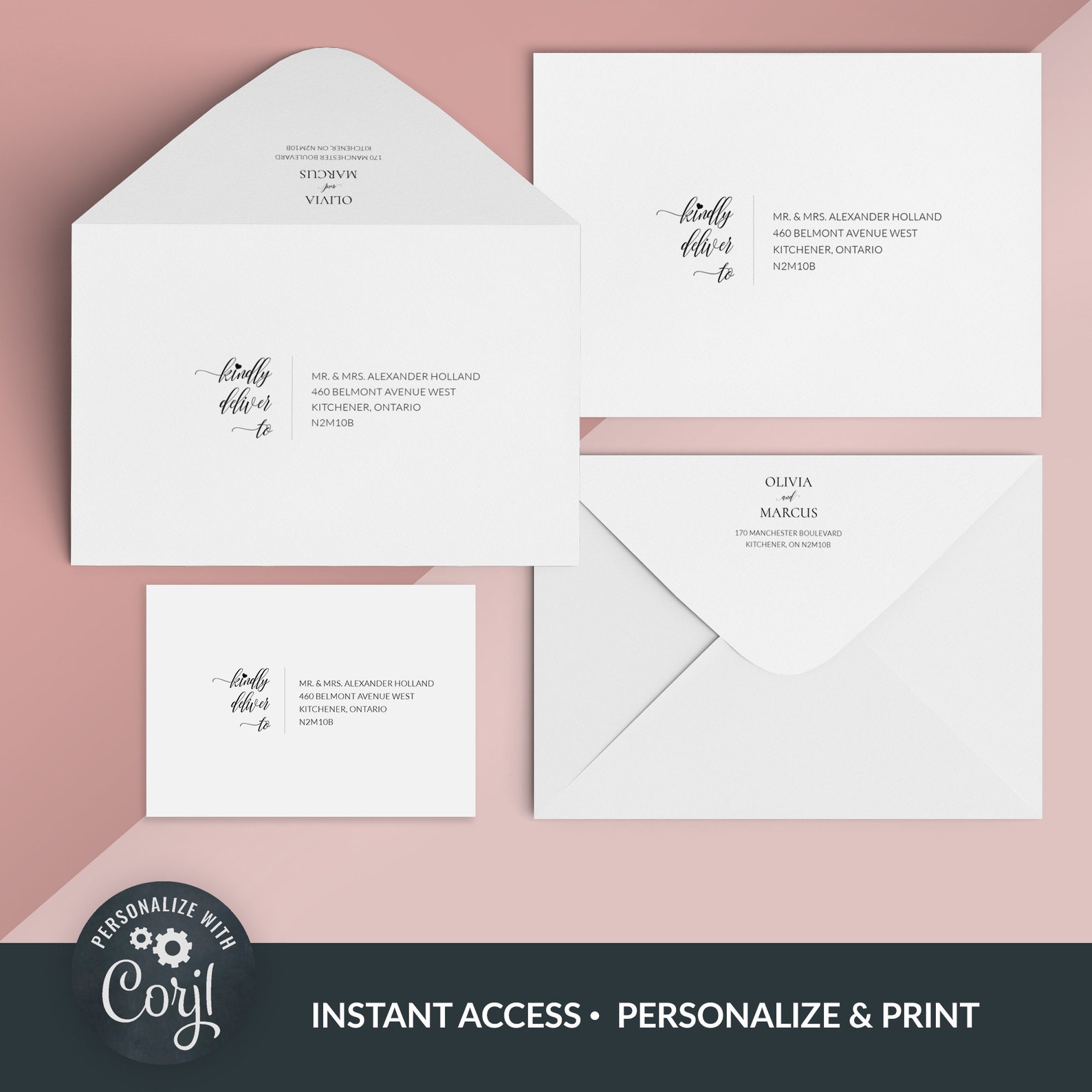 Envelope Template Printable A7 A1 Classic Formal Modern Etsy