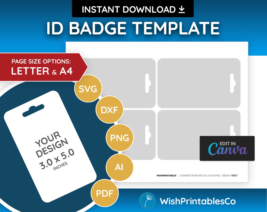 ID Tag Template Dieline, SVG, DXF, Pdf, Ai, Png, Canva, Svg Files ...