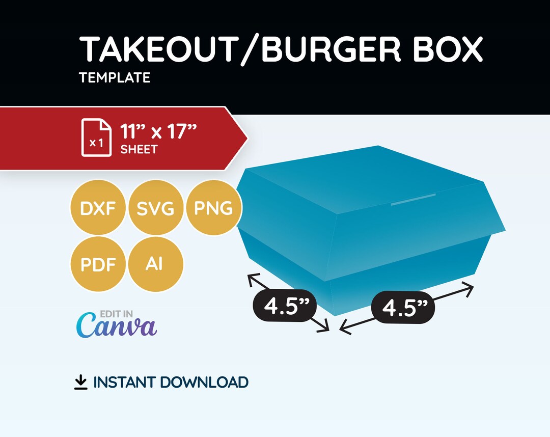Takeout Box Template, Takeout Box SVG, Burger Box Svg, Svg Box Svg ...