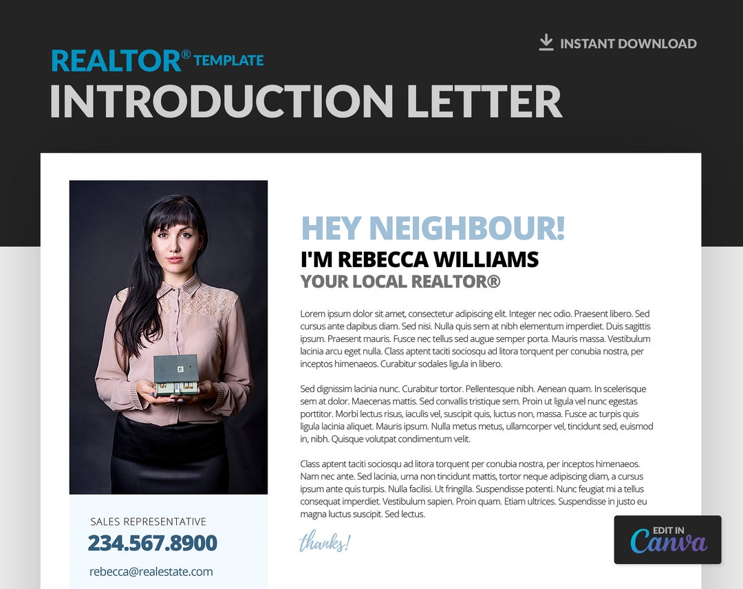 Realtor Introduction Letter, Real Estate Introduction Flyer, Real ...