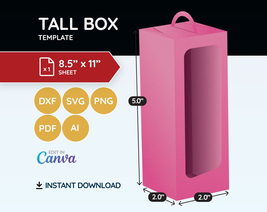 5 Tall Gable Box Template, SVG, DXF, Pdf, Ai, Png, Canva, svg files, 8 ...