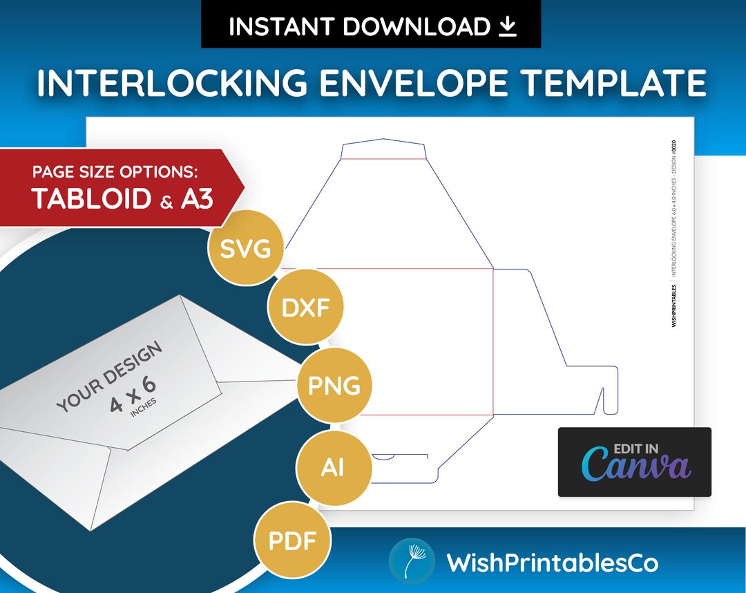 Interlocking Envelope Template SVG DXF Pdf Ai Png Canva - Etsy