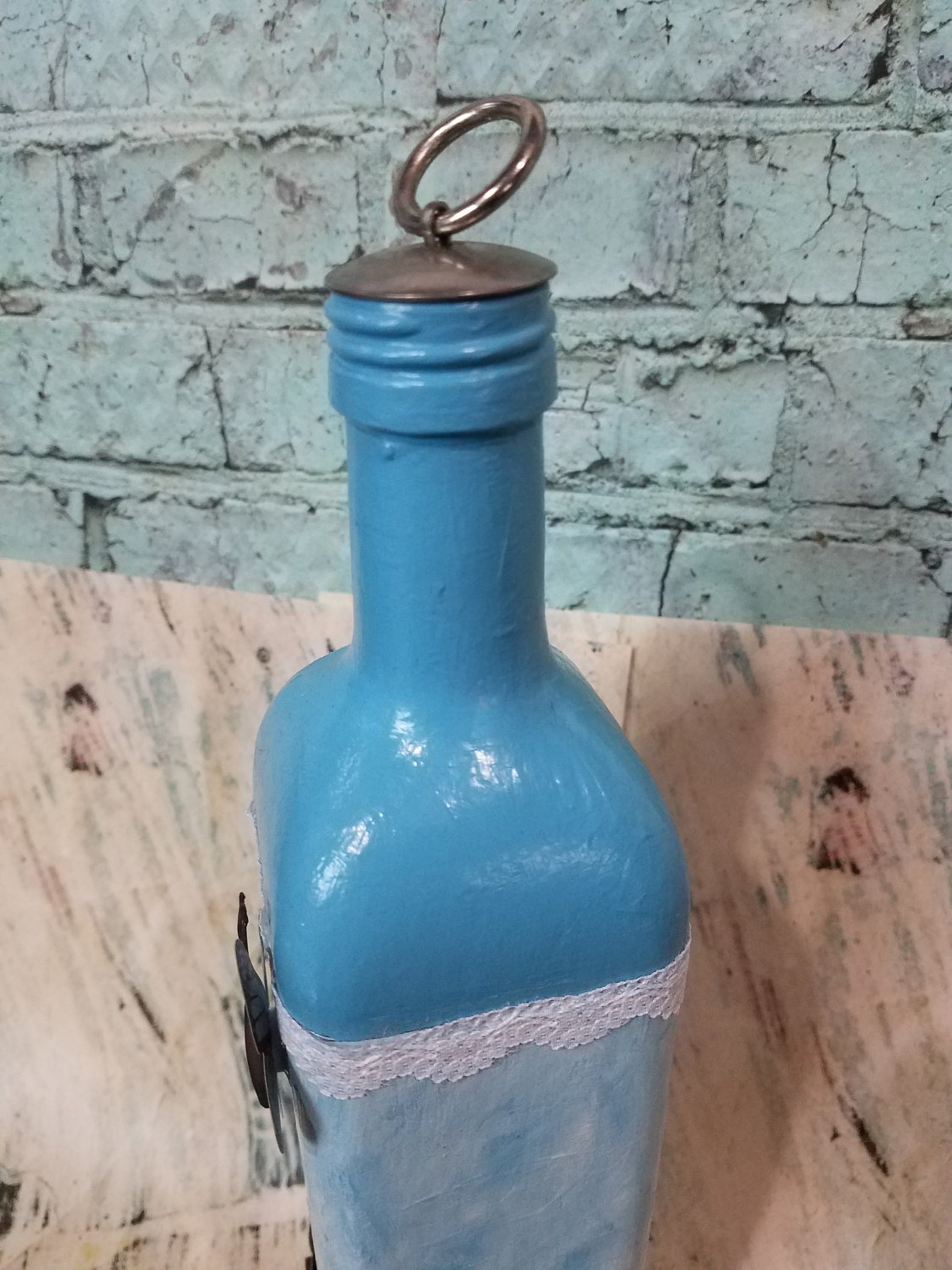 Decorated bottle painted/embellished | Etsy