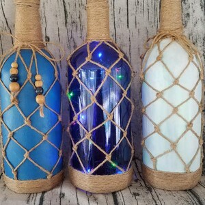 Rustic Fishnet Bottles Set of 3 - Etsy