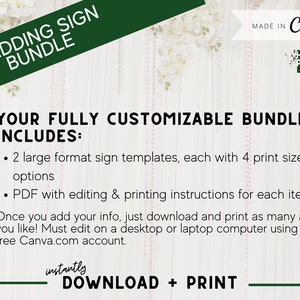 Wedding 2 Sign Bundle - Customizable, Printable Template With Various ...