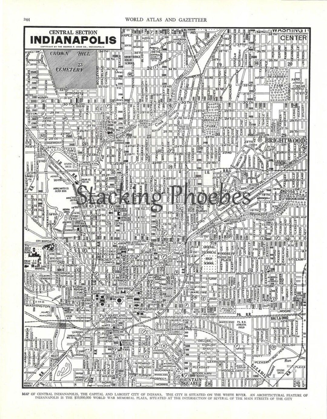 Vintage Indianapolis Map From 1942 Atlas - Etsy