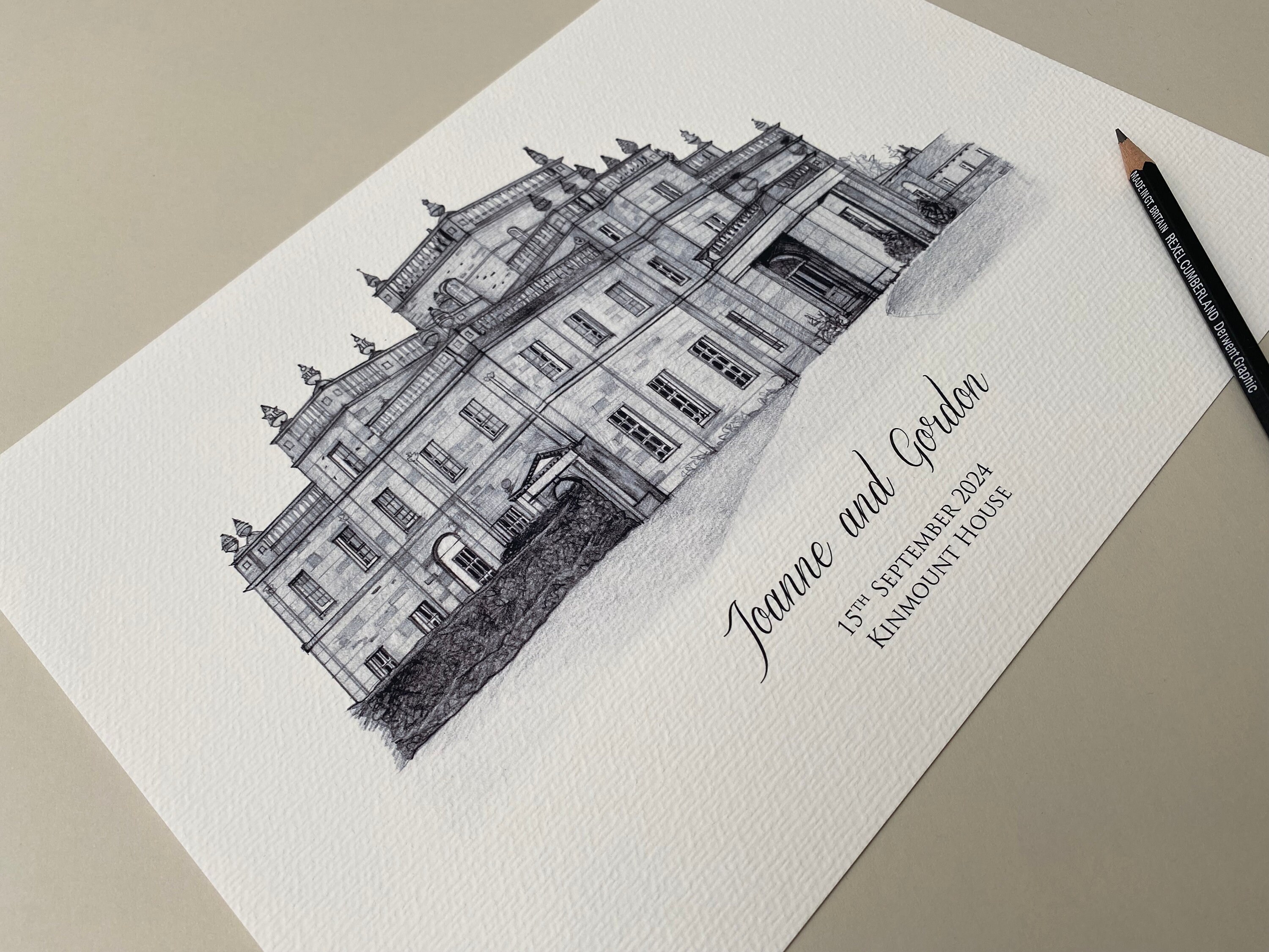 Kinmount House Wedding Venue, Personalised Digital Print, Wedding ...