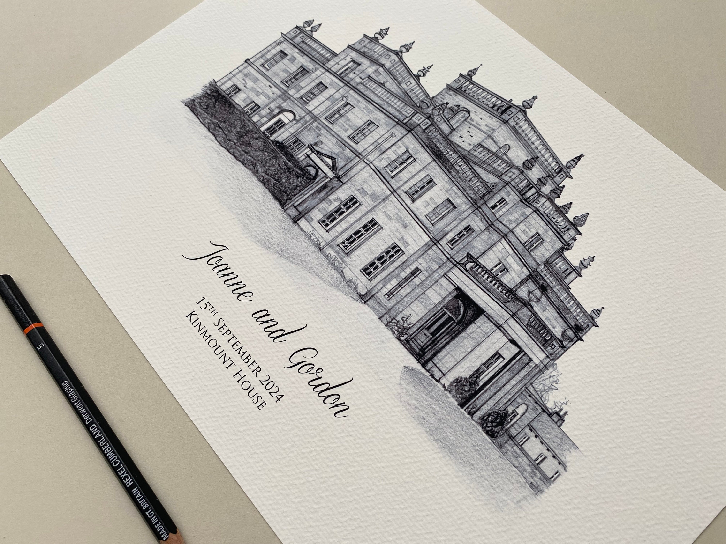 Kinmount House Wedding Venue, Personalised Digital Print, Wedding ...