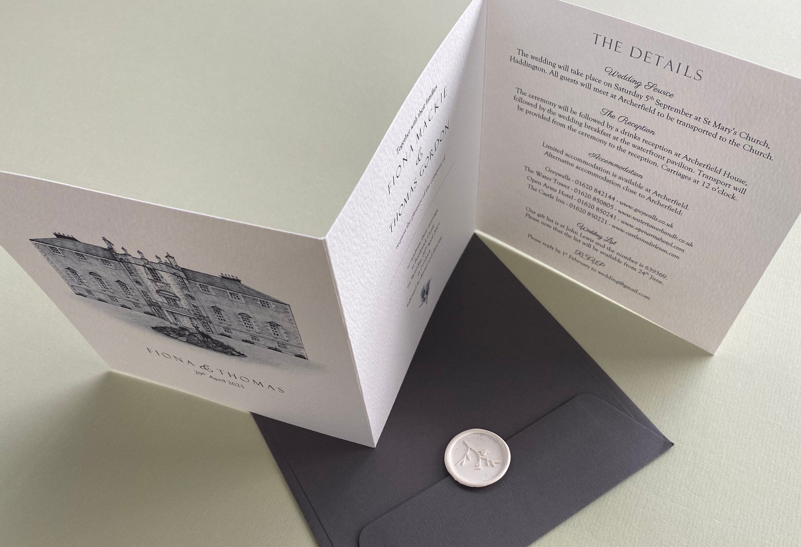 Concertina Wedding Invite, Venue Illustration Wedding Invite, Z Fold ...