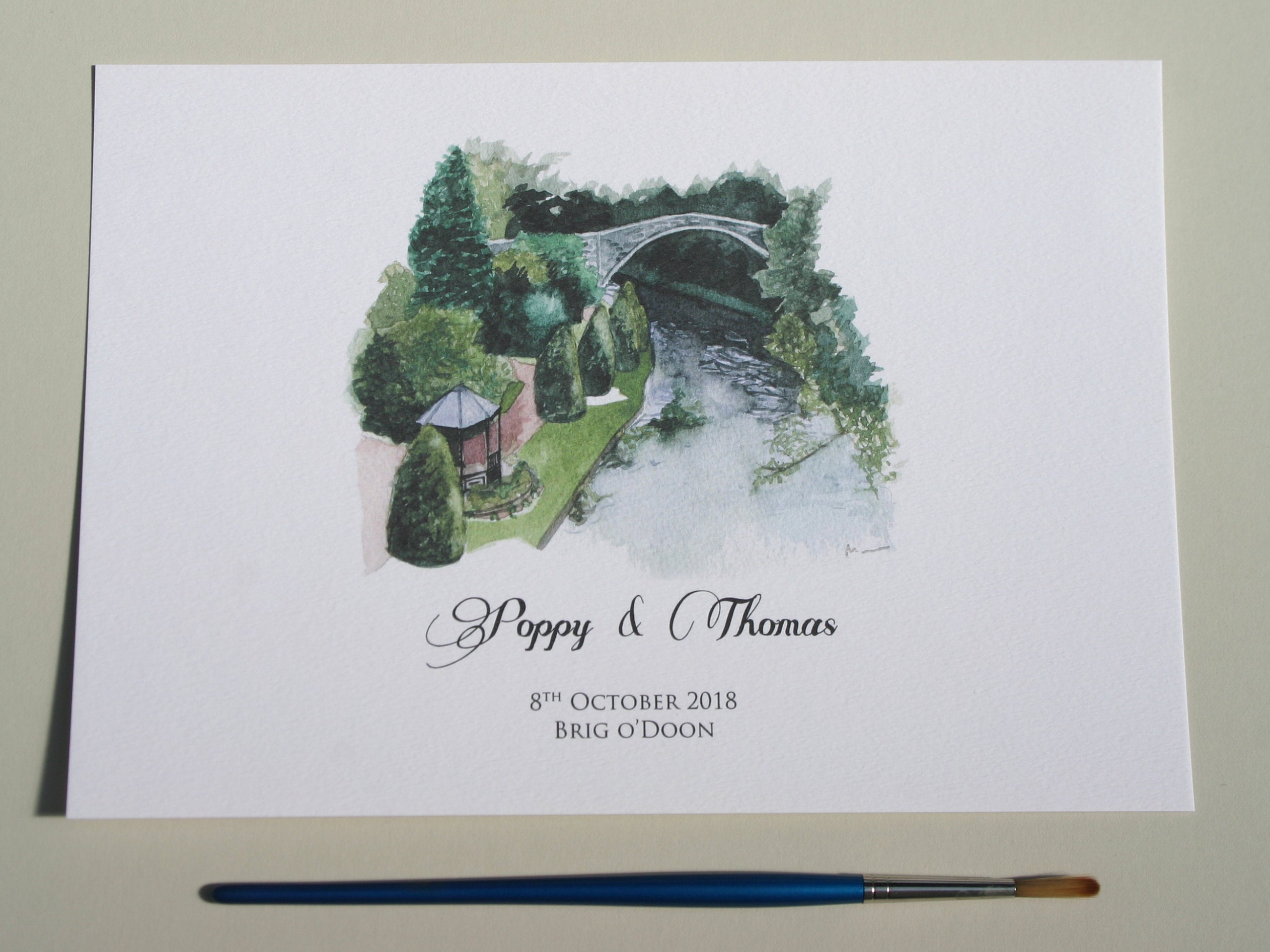 Brig O'doon Wedding Venue, Personalised Print Featuring Original ...