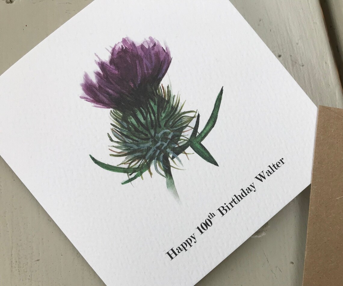 Personalised Watercolour of Thistle Greeting Card, Custom Card, Thistle ...