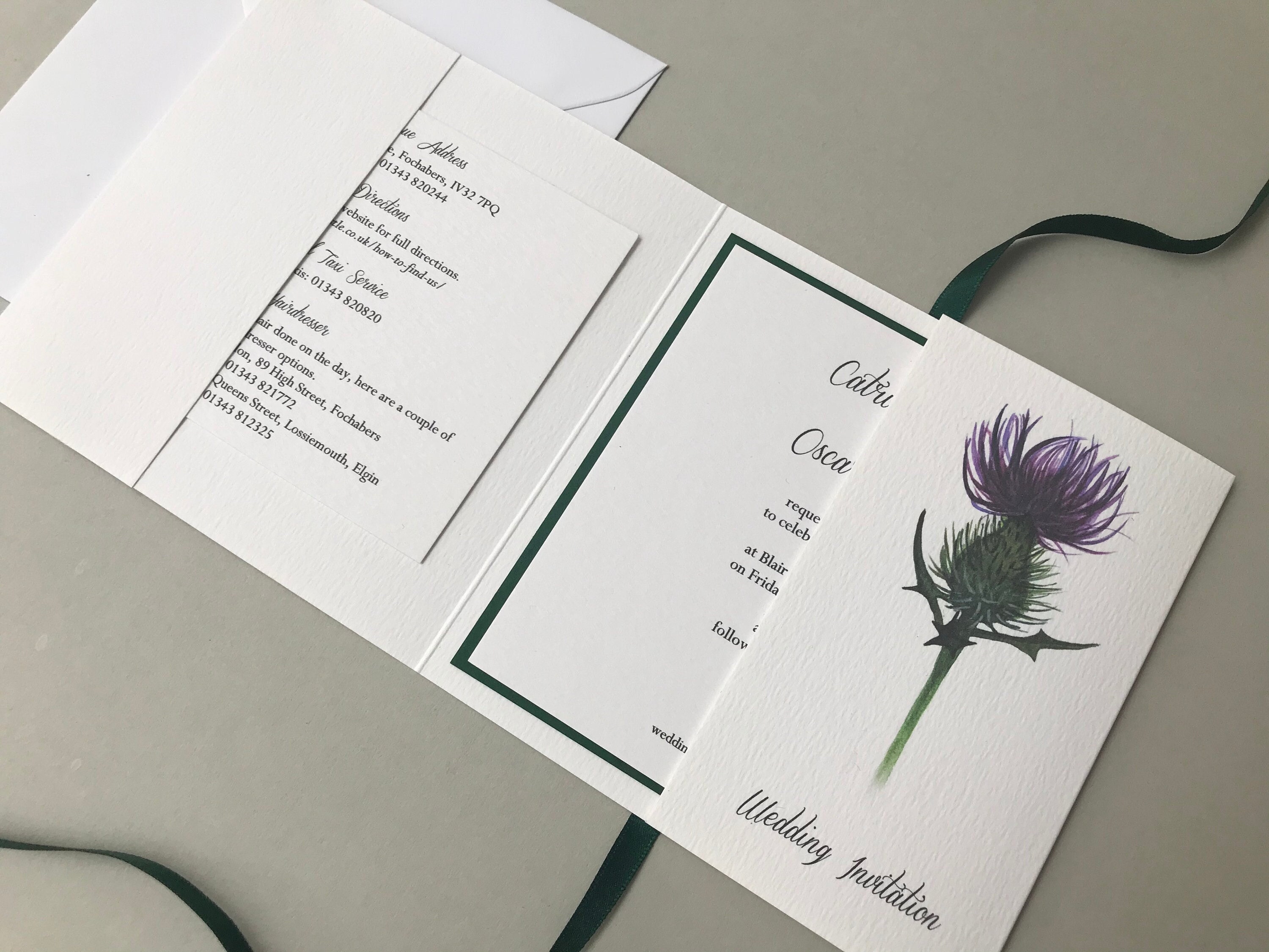 Thistle Wedding Invite, Scottish Wedding Invite, Pocket Fold Invite ...