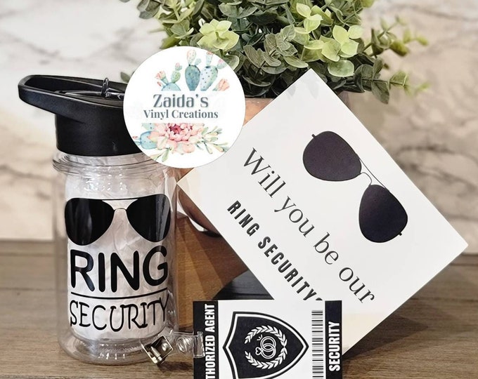 RING SECURITY BEARER 10oz 24oz Water Bottle Cup Wedding Proposal Box ...