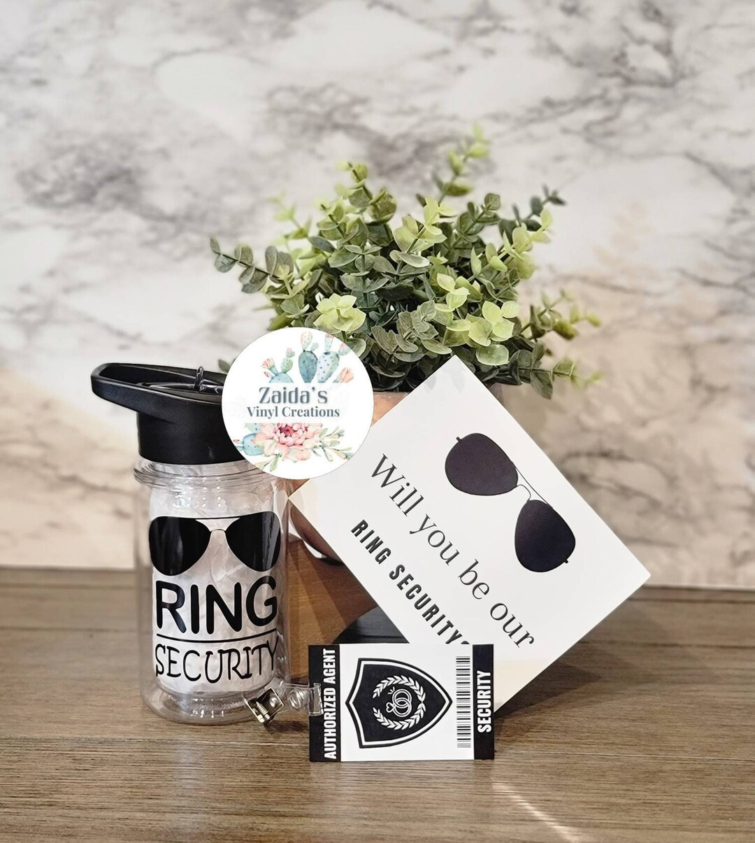 RING SECURITY BEARER 10oz 24oz Water Bottle Cup Wedding - Etsy
