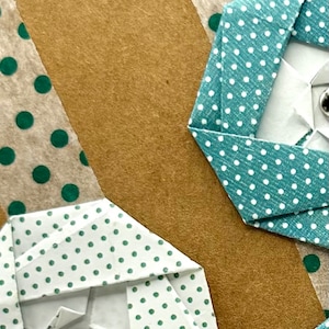 Two Toned Green and White Polka Dot Origami Flowers Handmade Greeting ...