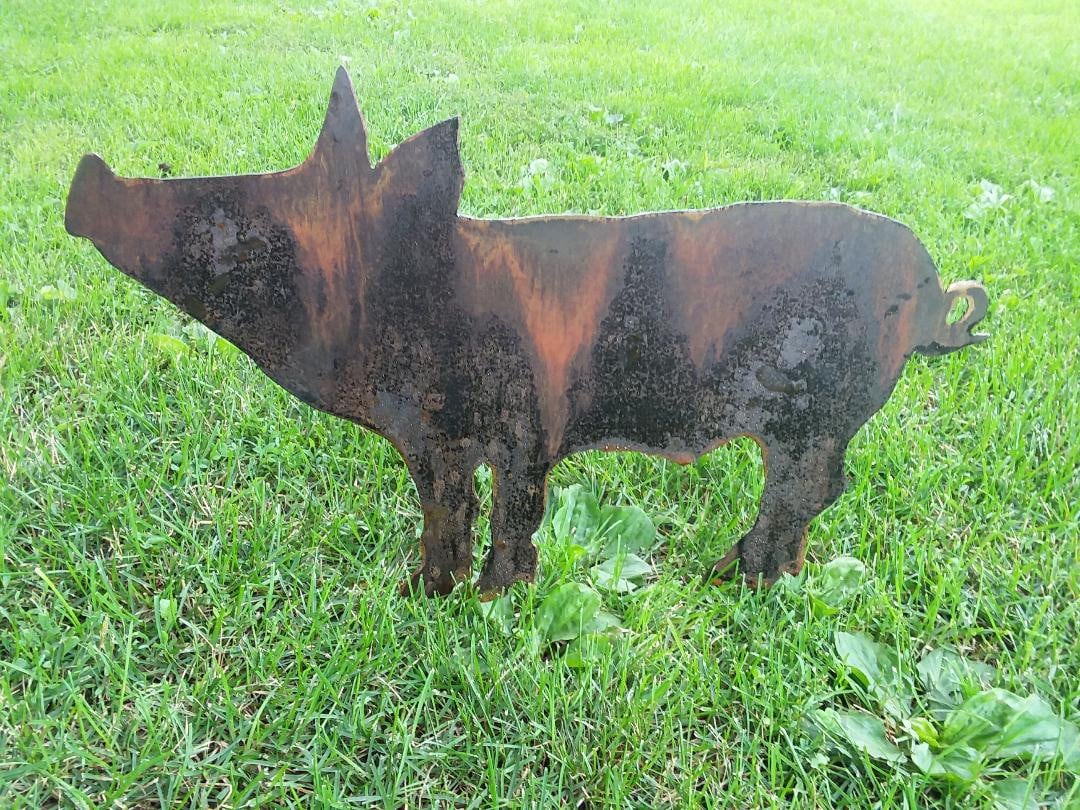 Rusty Pig, Pig Silhouette, Farm Animal Yard Art - Etsy