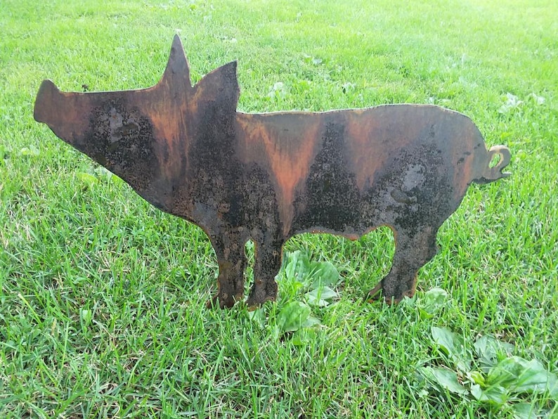 Rusty Pig, Pig Silhouette, Farm Animal Yard Art - Etsy