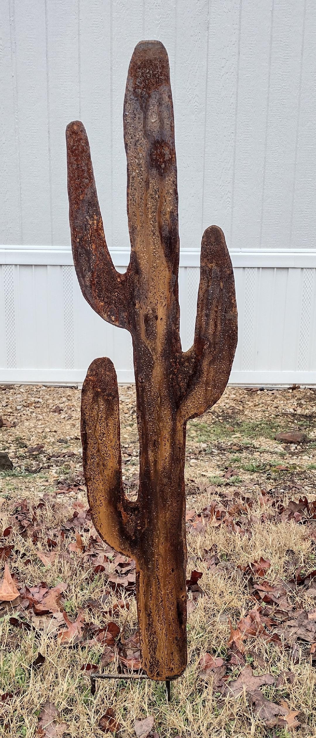 Metal Cactus, Rustic Cactus, Southwest Yard Art, Yard Art, Rusty Yard ...