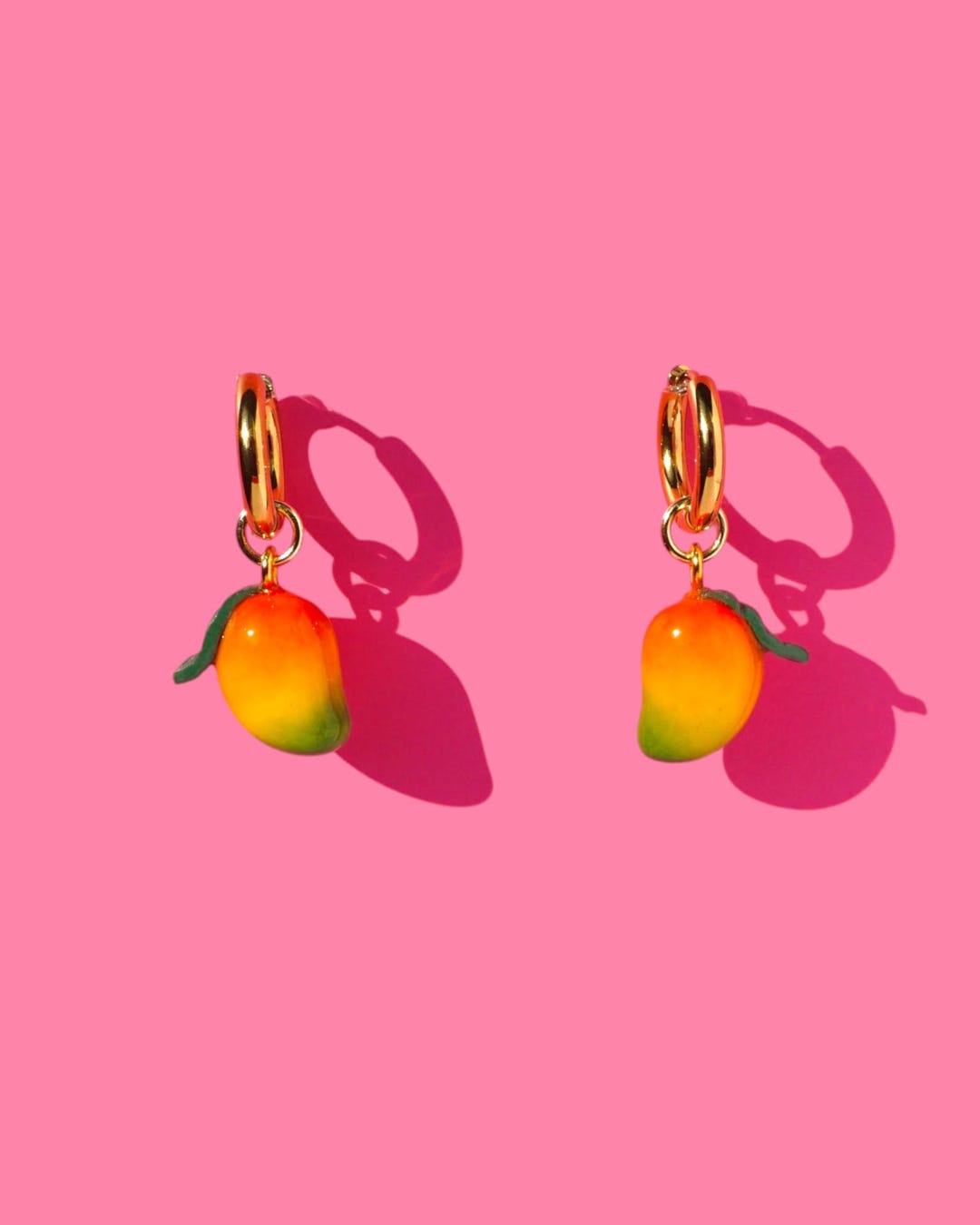 Mango Charm Huggie Hoop Earrings, Handmade Polymer Clay Hypoallergenic ...