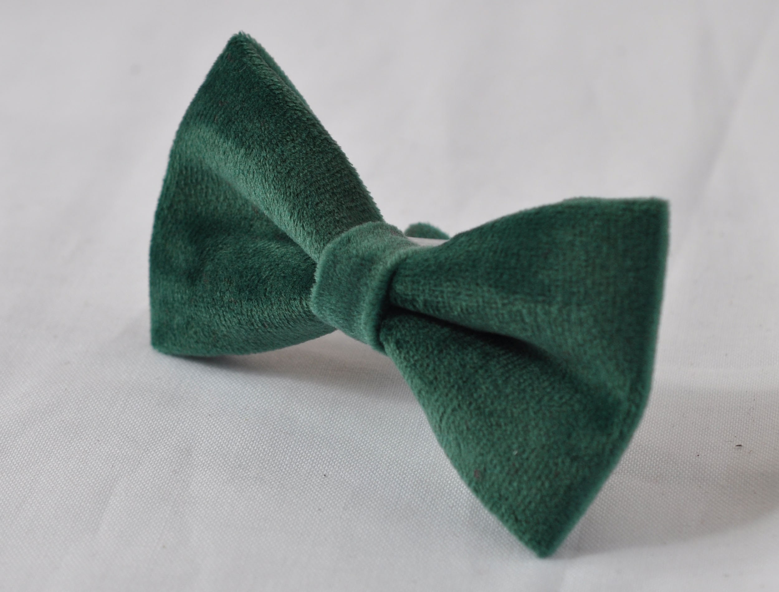 Emerald Green Dark Green Velvet Bow Tie Light Grey Elastic - Etsy