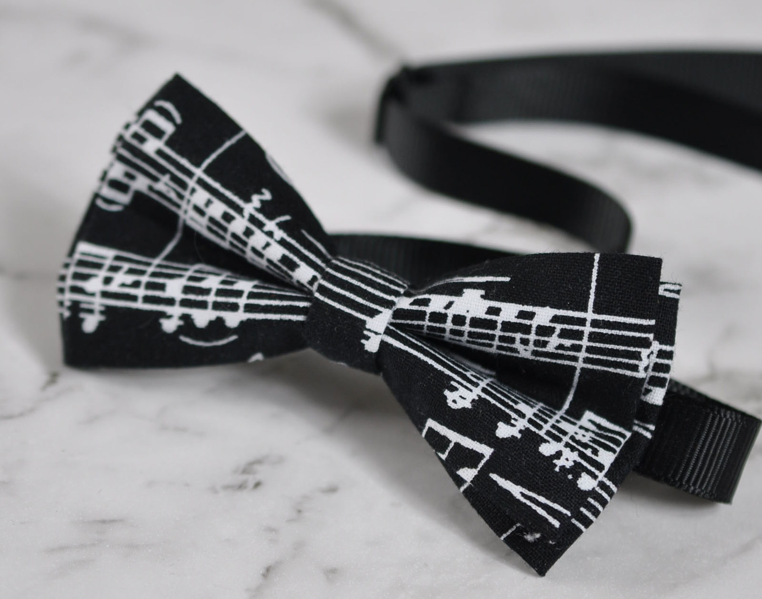 Black White Cotton Sheet Music Notes Bow Tie Piano Keyboard | Etsy