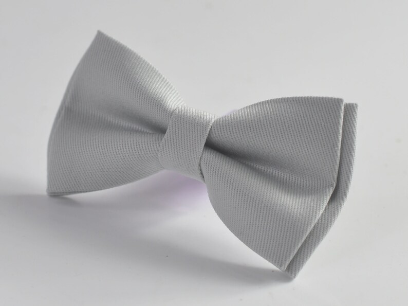 Silver Grey Light Gray Pretied Cotton Bow Tie Bowtie for Men Adult ...