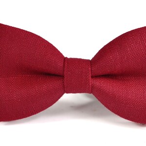 Cherry Ruby Blood Red 100% Linen Pre Tied Bow Tie for Baby Infant ...