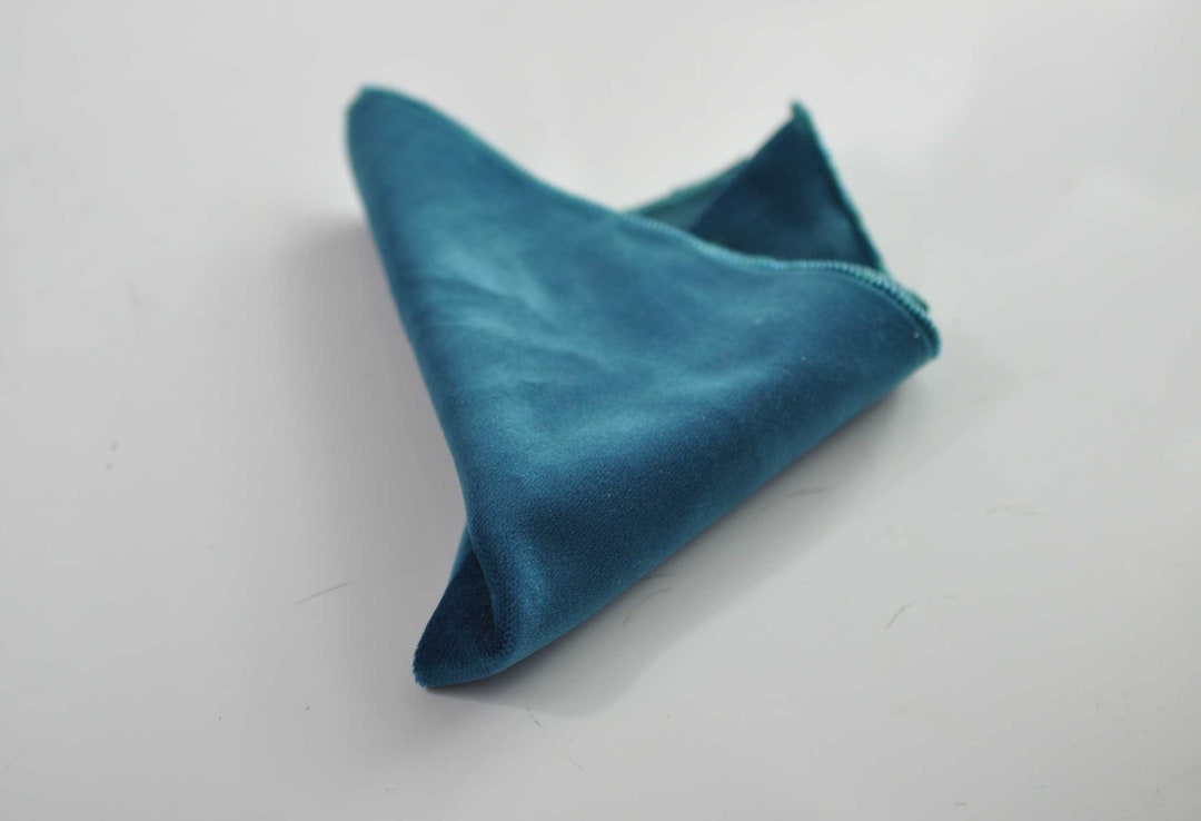 Teal Blue Velvet Pocket Square Hanky Handkerchief Wedding for Men ...