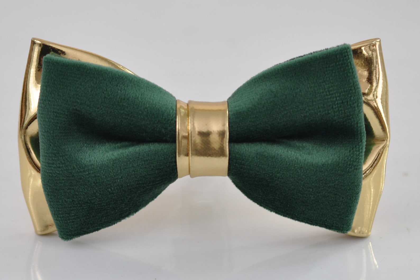 Emerald Green Velvet Gold Leather Bow Tie Bowtie + Pocket Square Hanky ...