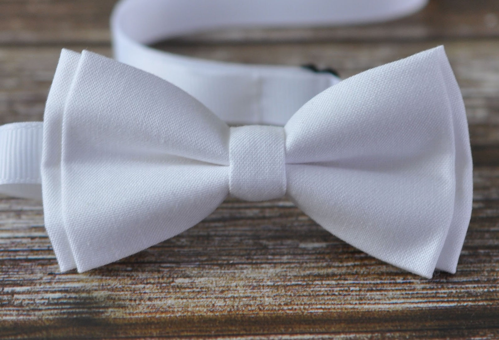 Unisex Men 100% Cotton Quality WHITE MATTE Solid Color Handmade Bow Tie ...