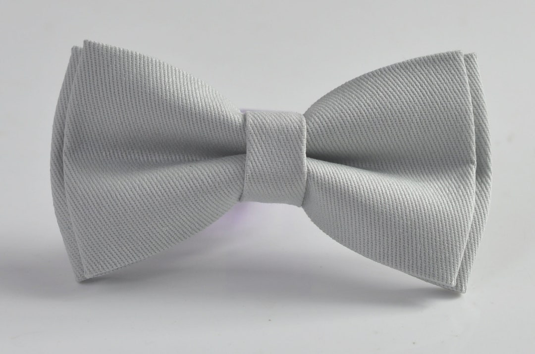 Silver Grey Light Gray Pretied Cotton Bow Tie Bowtie for Men Adult ...