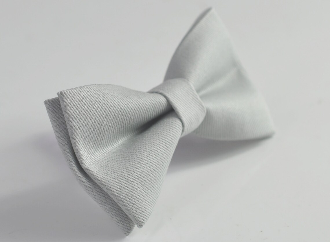 Silver Grey Light Gray Pretied Cotton Bow Tie Bowtie for Men Adult ...