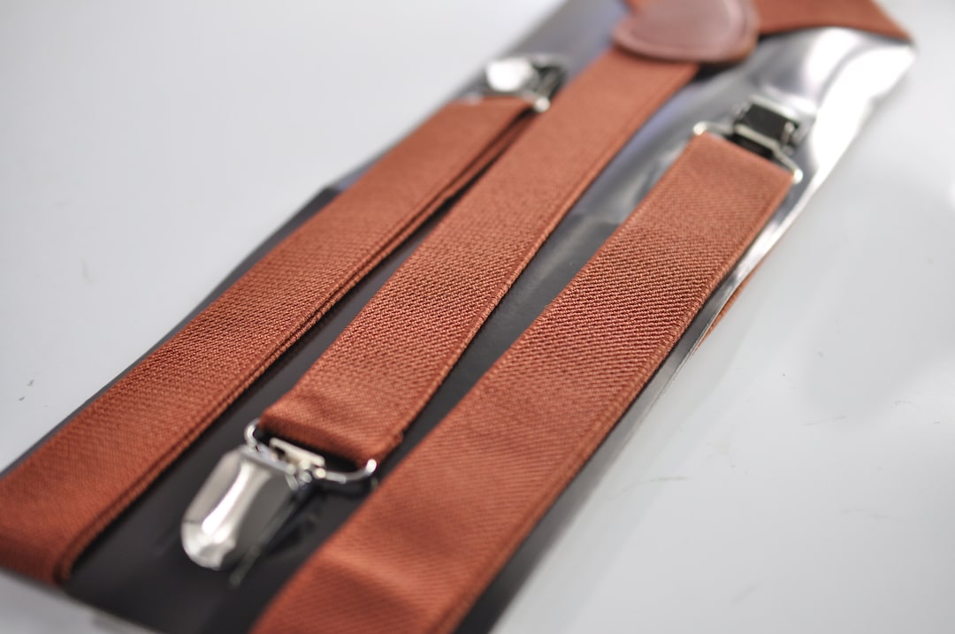 Rust Rusty Redish Brown 25MM Elastic Suspenders Braces for Men Adult ...