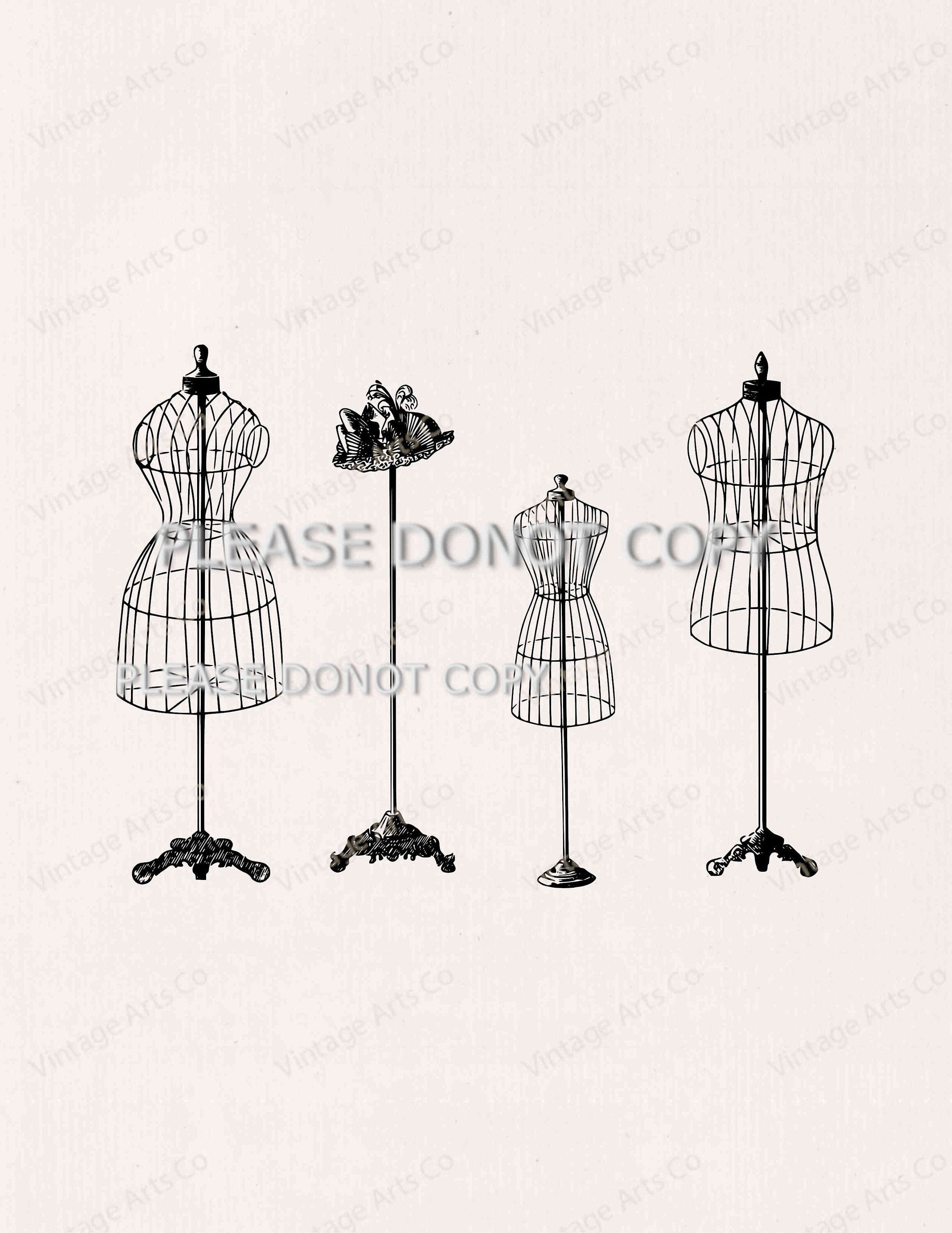 Vintage Dress Mannequin Drawing