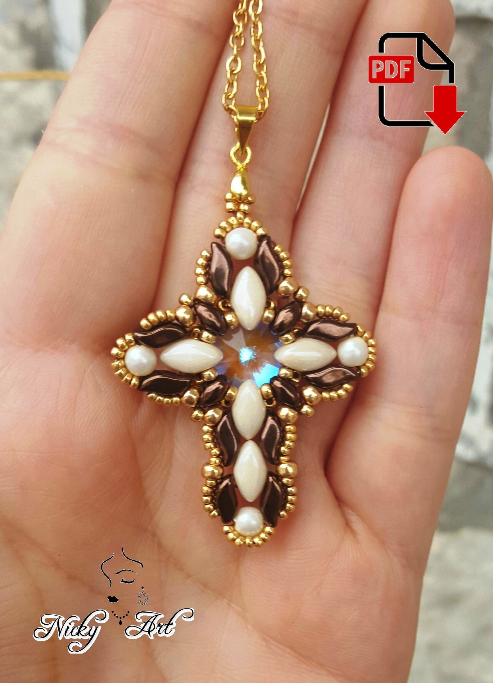 Pendant Cross Beading Pattern - Etsy