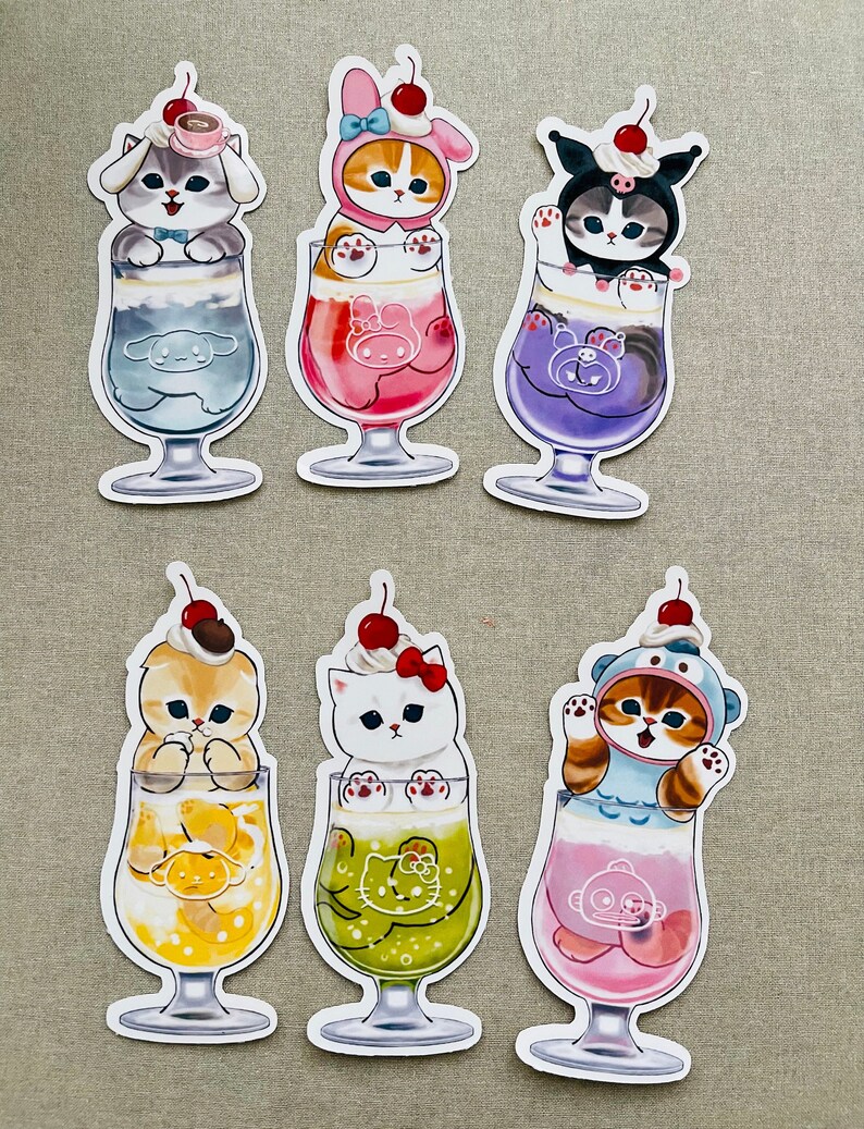 Mofusand X Sanrio Waterproof Stickers - Etsy